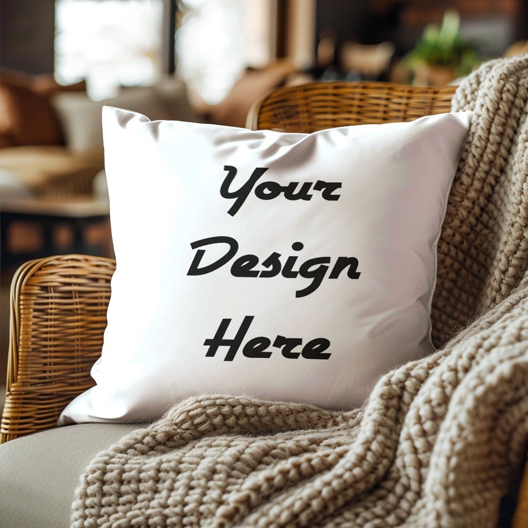 Throw Pillow Mockup Smart Object PSD Mockup With Video Tutorial Square ...