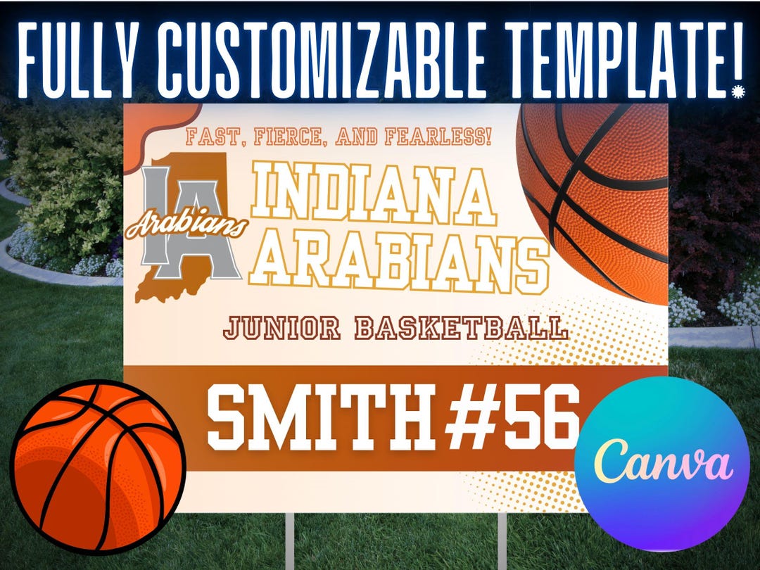 Customizable Canva Basketball Team Yard Sign Template - Minimalistic ...
