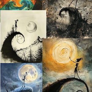 Gothic Skeletons Digital Prints: Tim Burton Style Art, Enchanting Wall ...