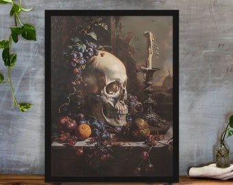 Memento Mori Vanitas Still Life Canvas Print, Goth, Skull - Original ...