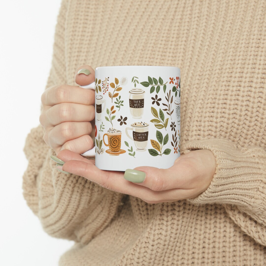 Artisan Coffee Mug With Original Bean and Cup Illustration - Perfect ...