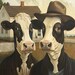 American Gothic Cow Art Print, Grant Wood Inspired Digital Cows With ...