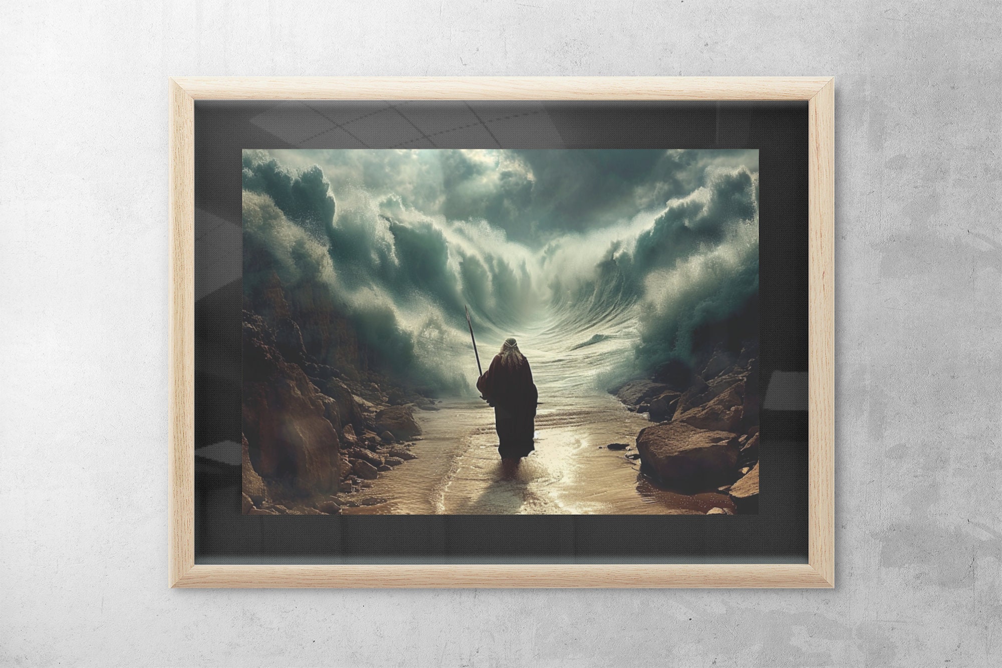Miracle Artwork Red Sea Passage Painting, Biblical Story Decor ...