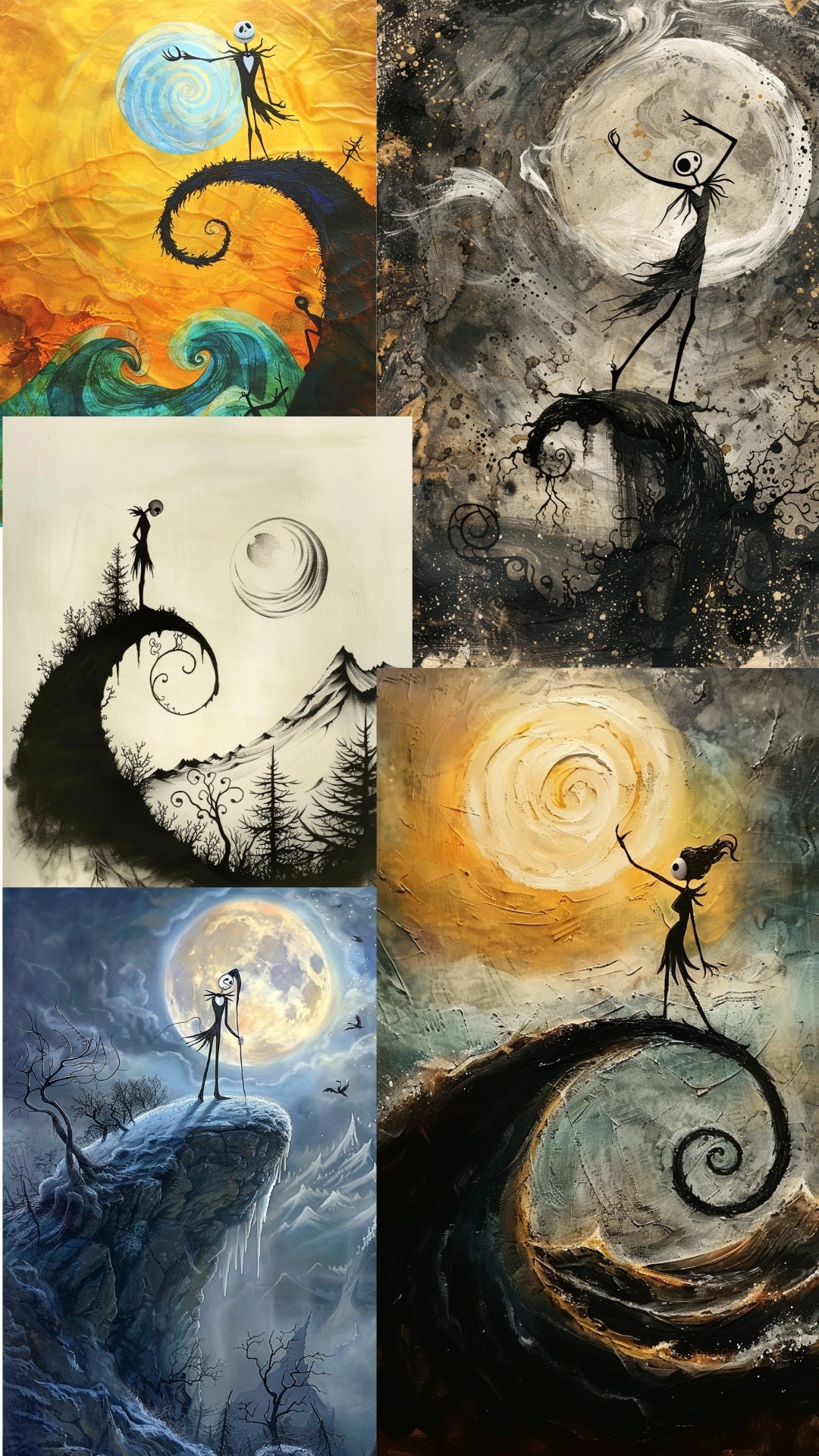 Gothic Skeletons Digital Prints: Tim Burton Style Art, Enchanting Wall ...