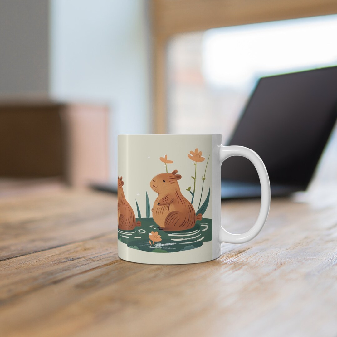 Adorable Capybara Illustrated Mug - 11 Oz Drinkware, Unique Home Gift ...