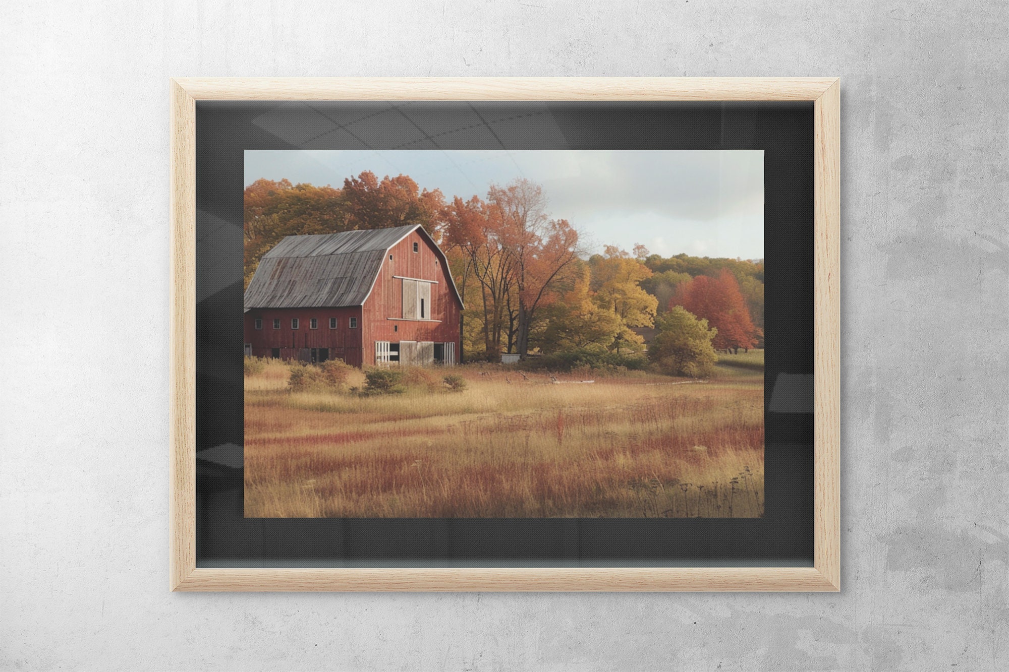 Rustic Autumn Barn Art Print on Canvas - Etsy
