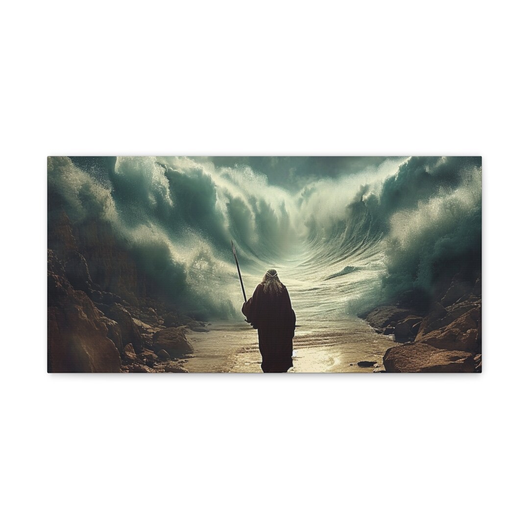 Moses Parting the Red Sea, High-quality Bible Scene Canvas, Church Wall ...
