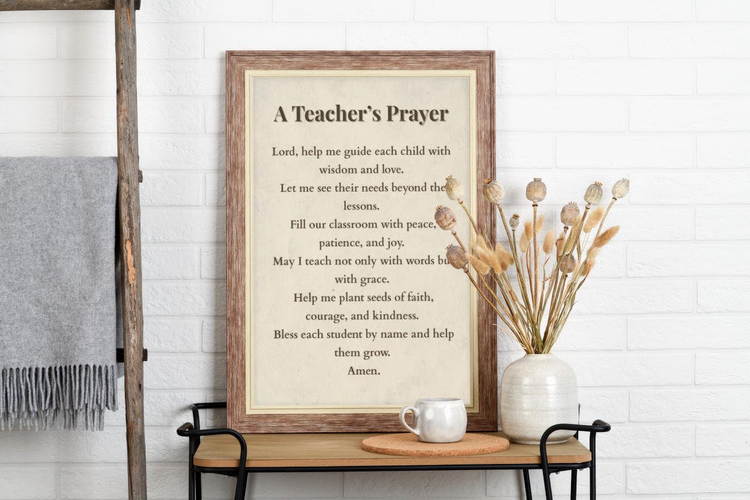Teacher's Prayer Poster: Vintage Christian Classroom Wall Art - Etsy