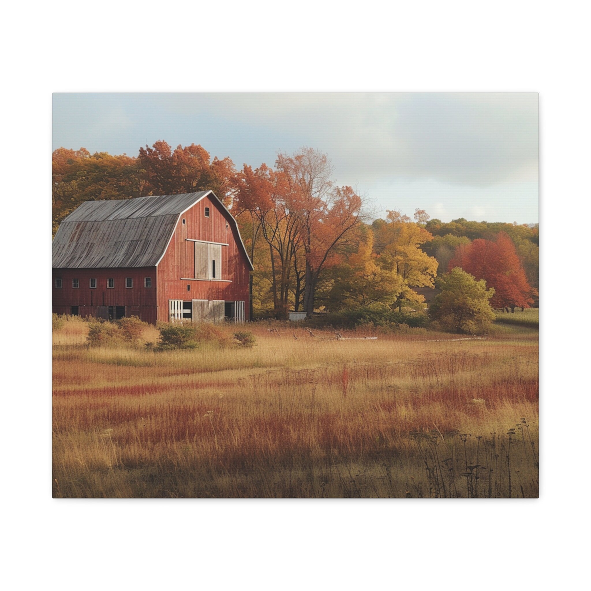 Rustic Autumn Barn Art Print on Canvas - Etsy