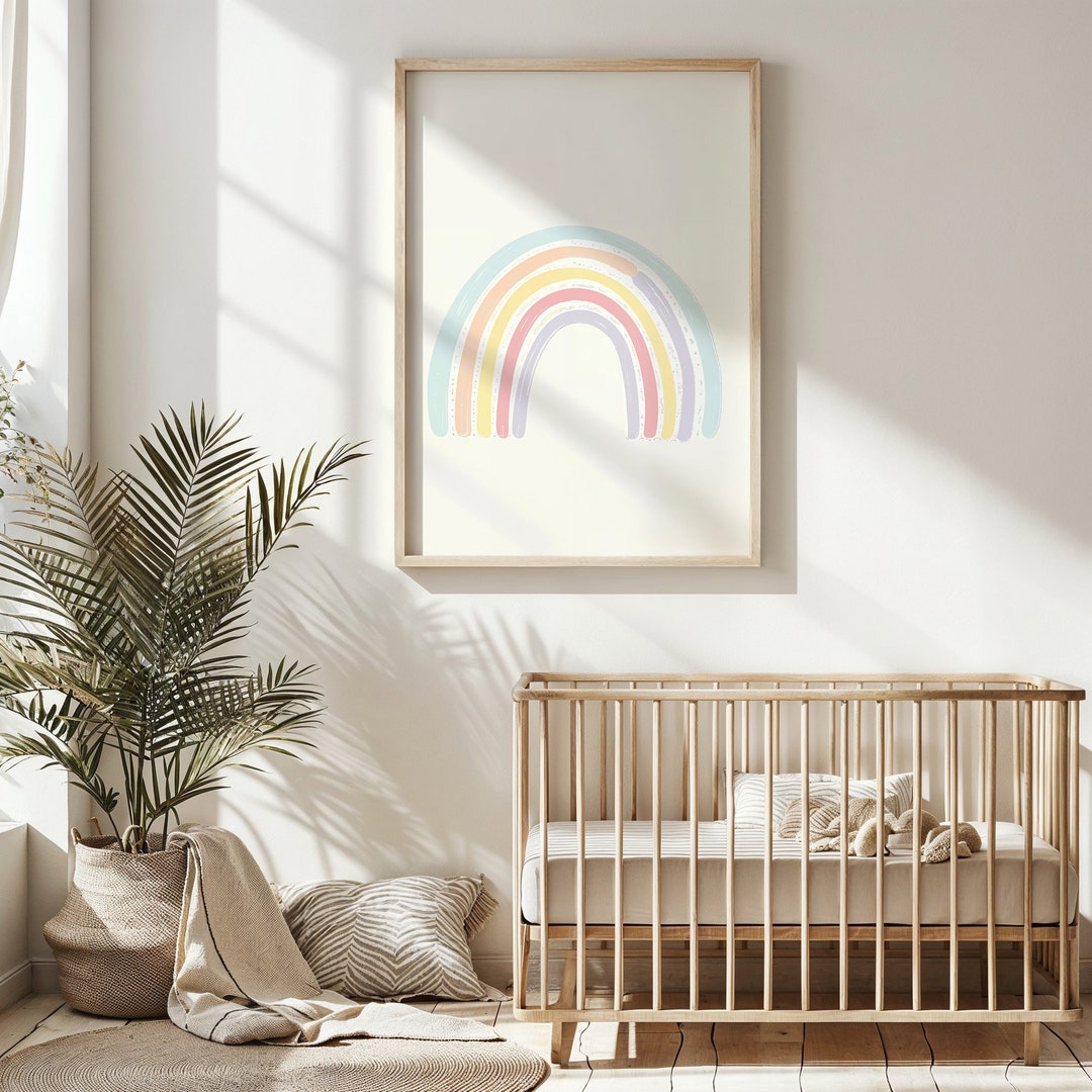 Pastel Rainbow Print, Nursery Wall Art, Kids Room Decor, Printable Art ...