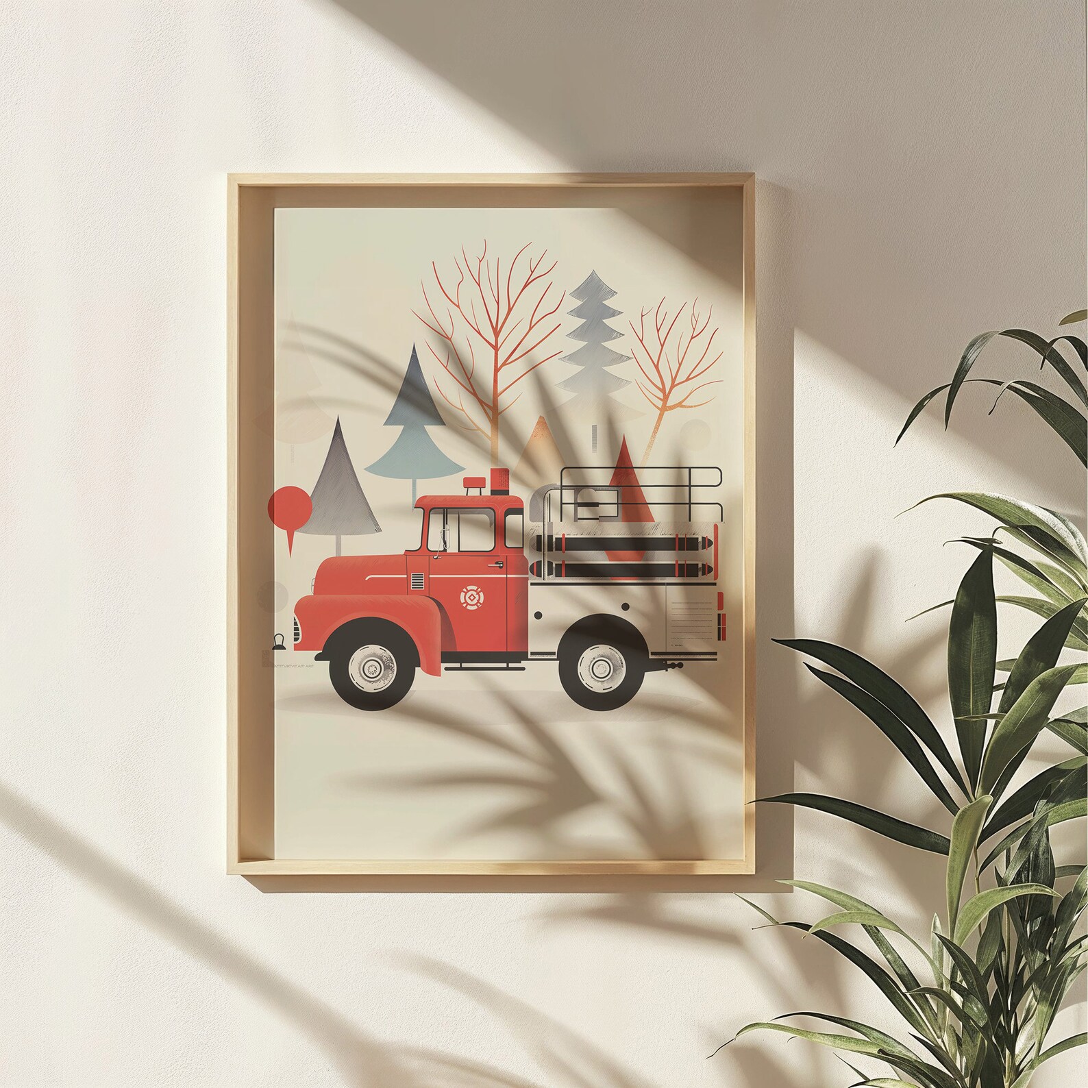 Fire Truck Print, Nursery Wall Art, Kids Room Decor, Vintage Vehicle ...