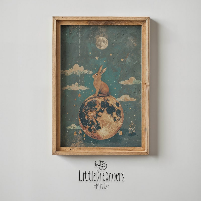 Rabbit in the Moon - Etsy
