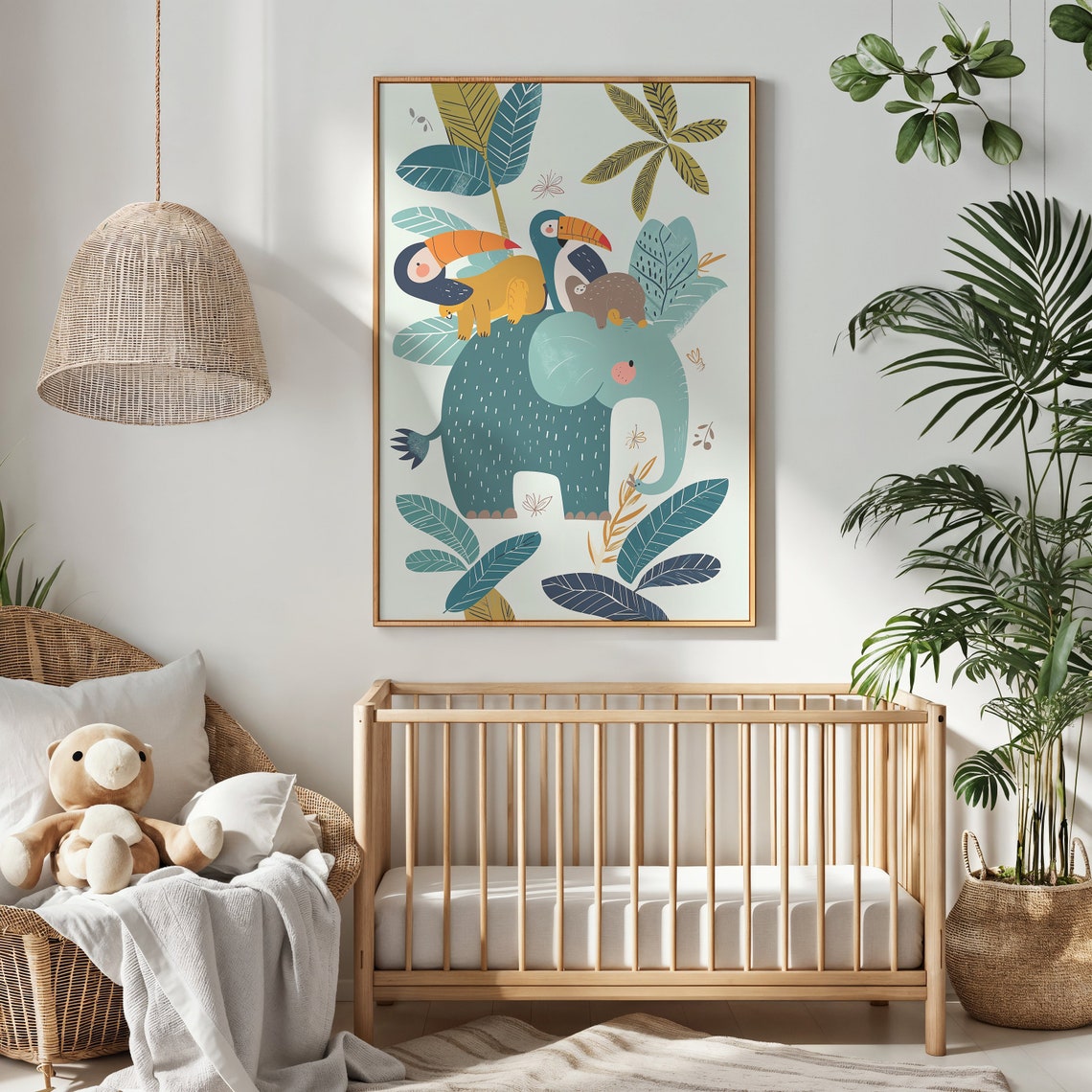 Jungle Animals Nursery Wall Art Kids Room Decor Posters Printable ...