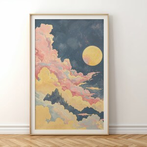 Celestial Moon Art Print, Nursery Wall Art Kids Posters Decor Gift ...