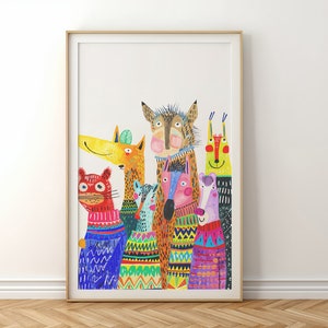 Colorful Animal Friends Nursery Wall Art, Child Room Decor, Kids ...