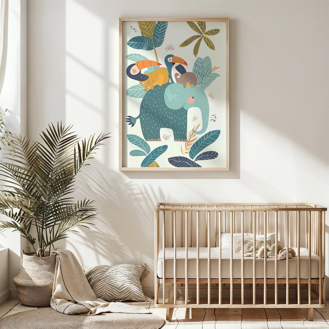 Jungle Animals Nursery Wall Art ~ Kids Room Decor Posters ~ Printable ...
