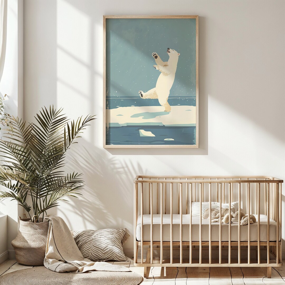 Polar Bear Print, Nursery Wall Art, Arctic Animal Kids Poster Printable ...