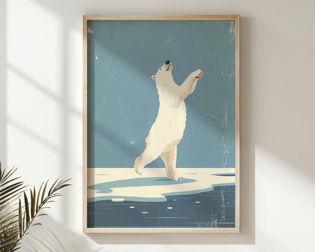 Polar Bear Print, Nursery Wall Art, Kids Room Decor, Arctic Animal ...