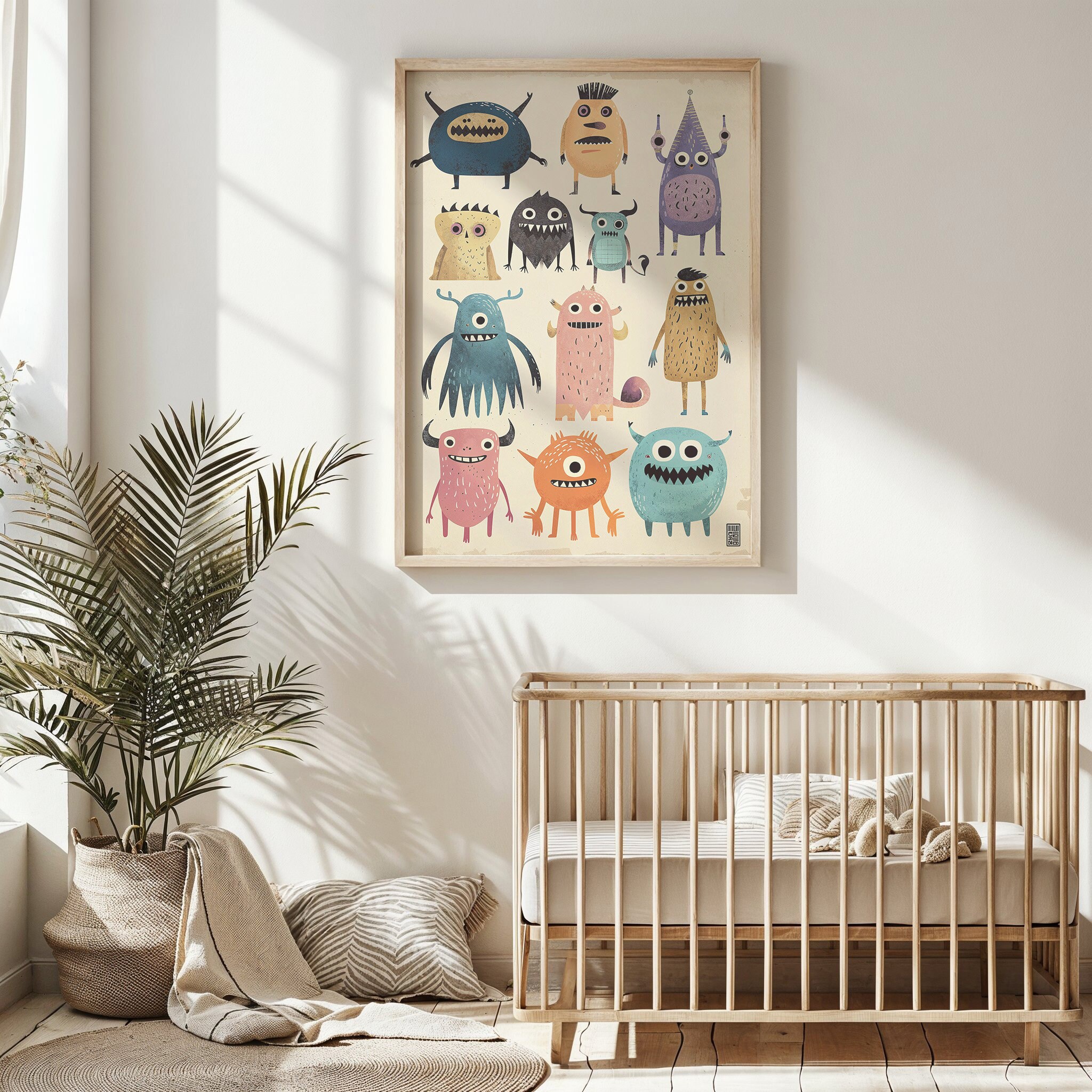 Monster Themed Nursery Wall Art Cute Creatures Kids Posters Set ...