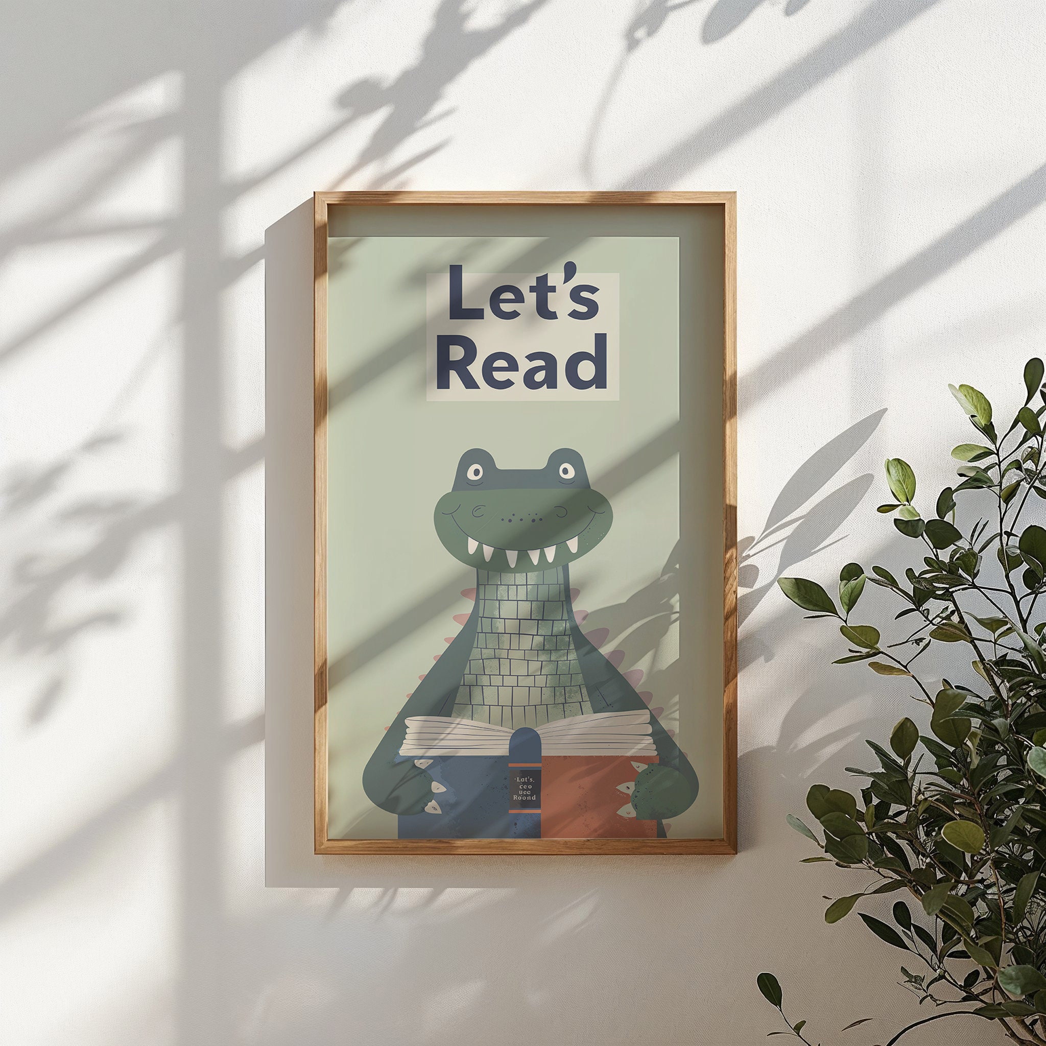 Crocodile Reading Print, Nursery Wall Art, Kids Educational Poster ...