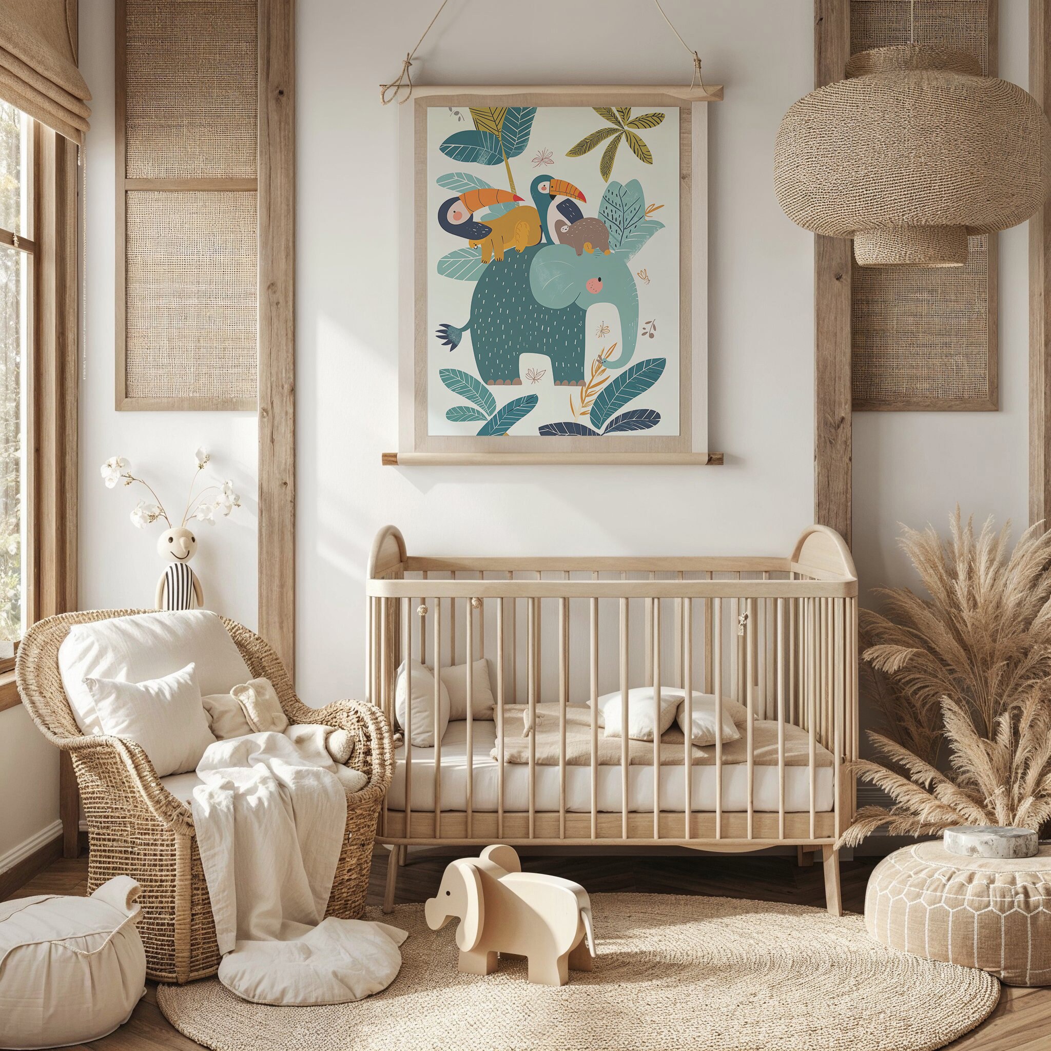 Jungle Animals Nursery Wall Art Kids Room Decor Posters Printable ...