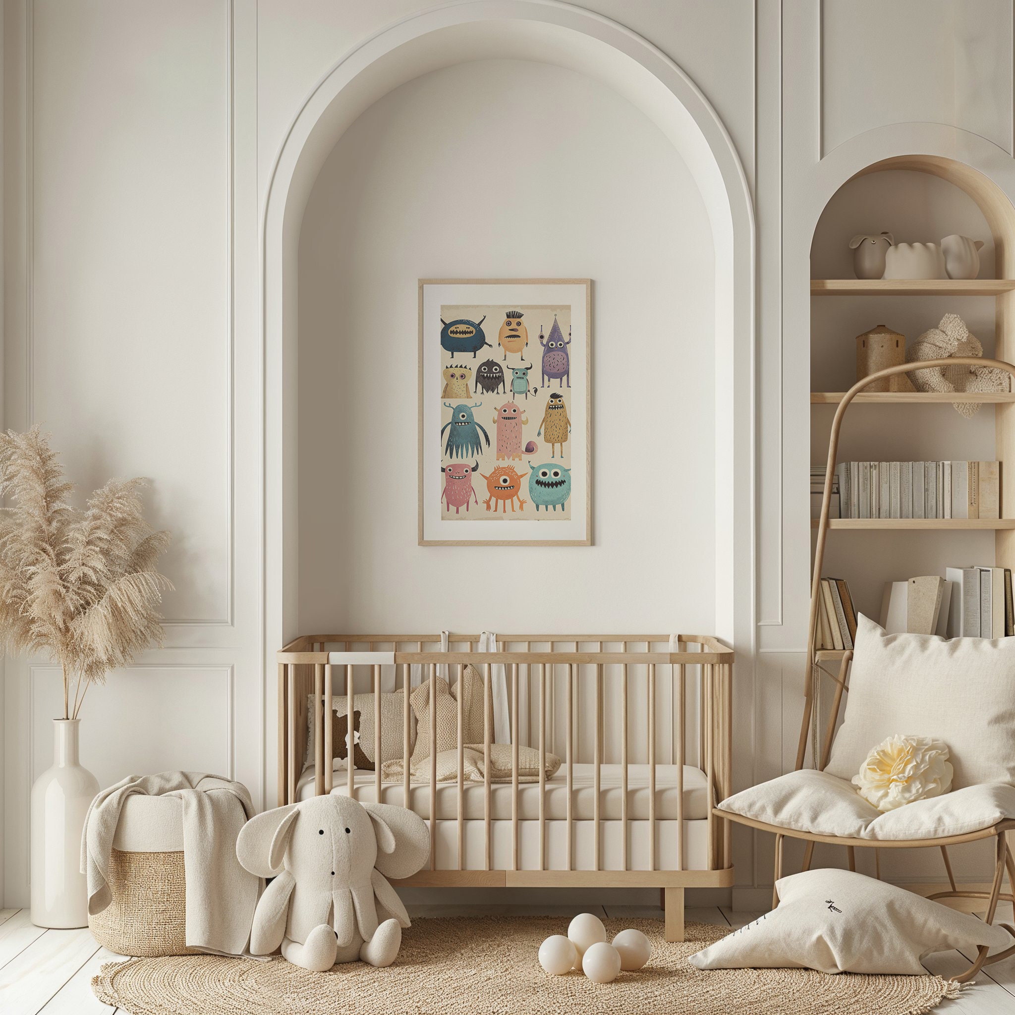 Monster Themed Nursery Wall Art ~ Cute Creatures Kids Posters Set ...