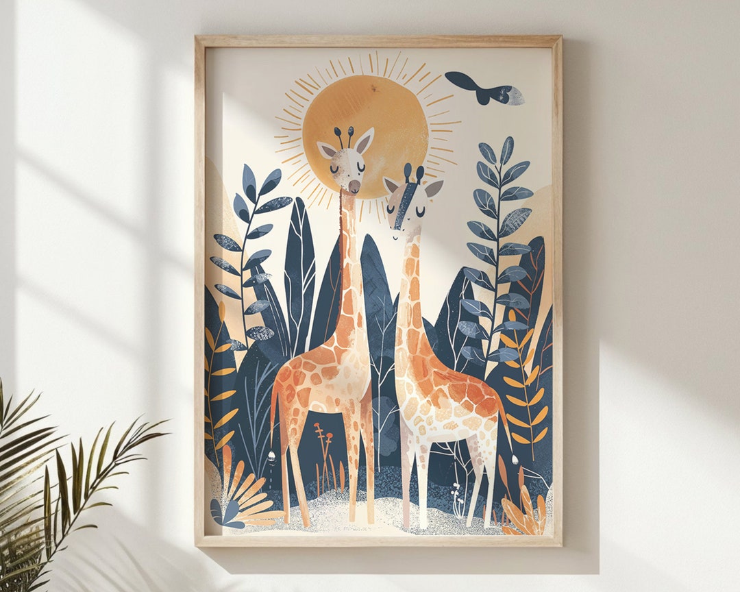 Safari Nursery Wall Art, Giraffe Print Set for Kids, Baby Animal Poster ...