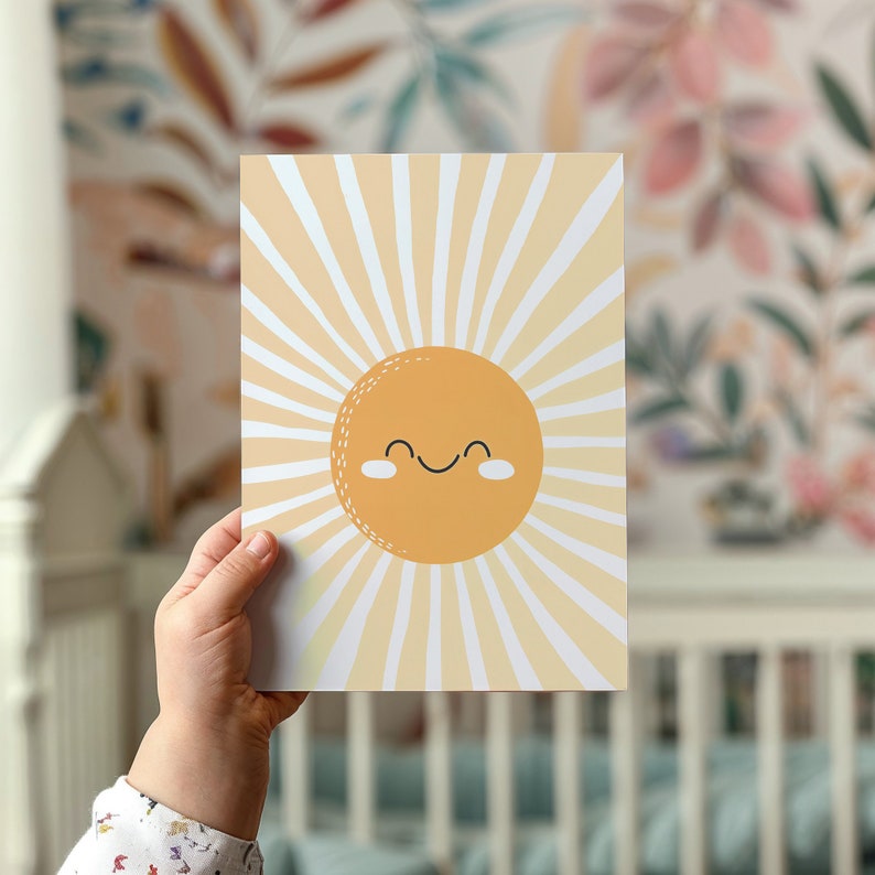 Smiling Sun Print, Nursery Wall Art, Kids Room Decor, Whimsical ...