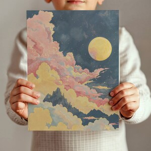 Celestial Moon Art Print, Nursery Wall Art Kids Posters Decor Gift ...
