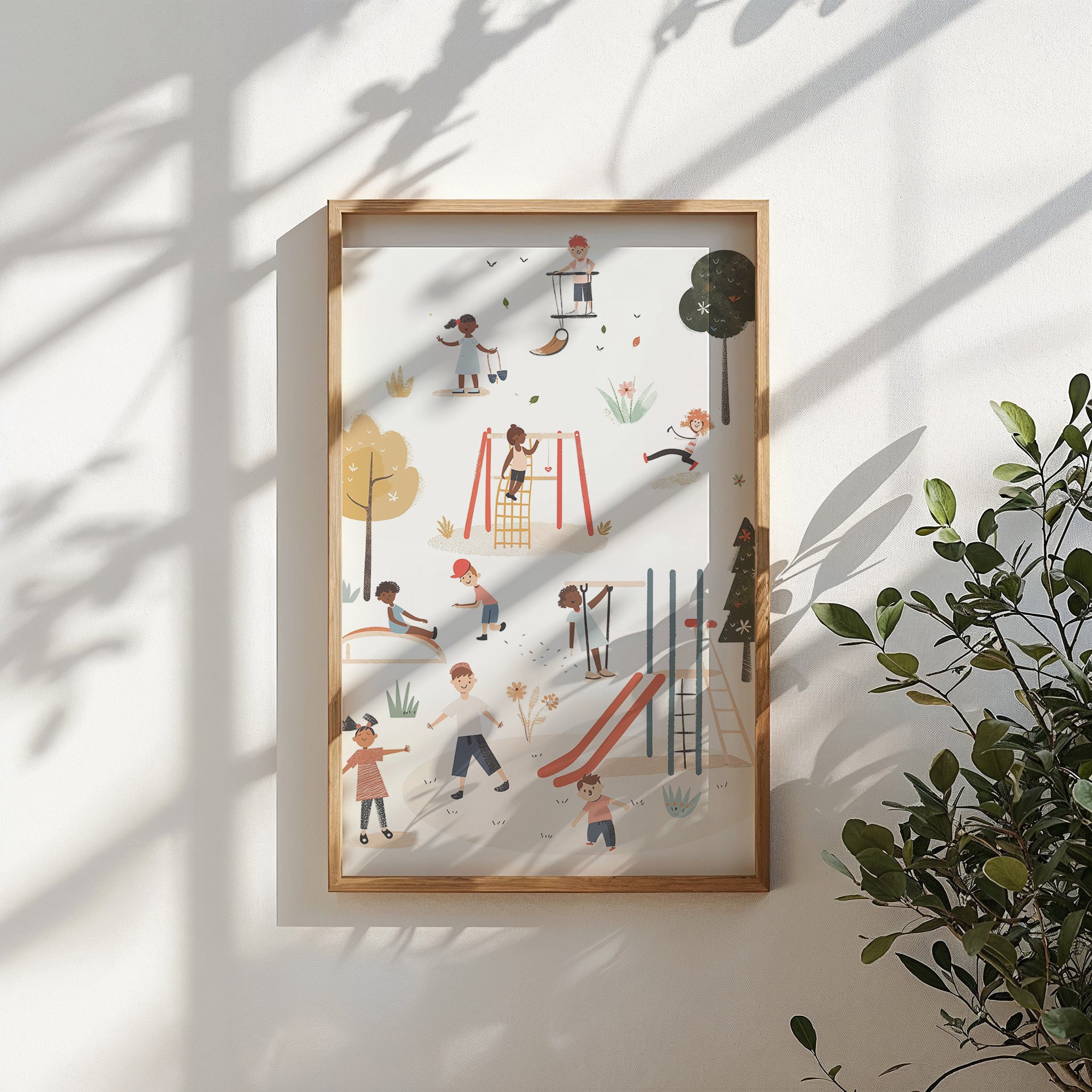 Playground Fun Printable, Nursery Wall Art, Children Playing Poster ...