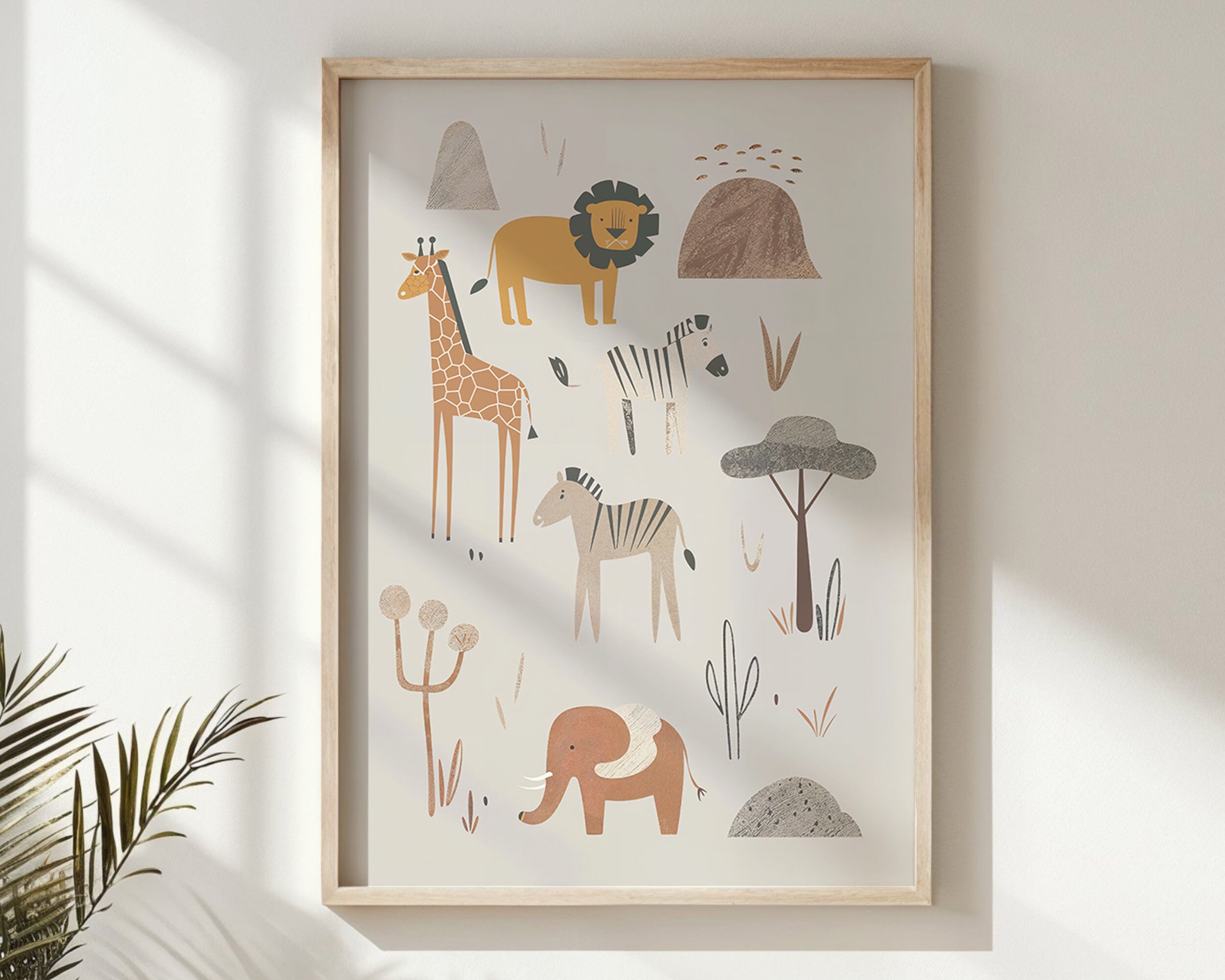 Safari Animals Nursery Wall Art Kids Posters Decor Gift, Jungle Theme ...