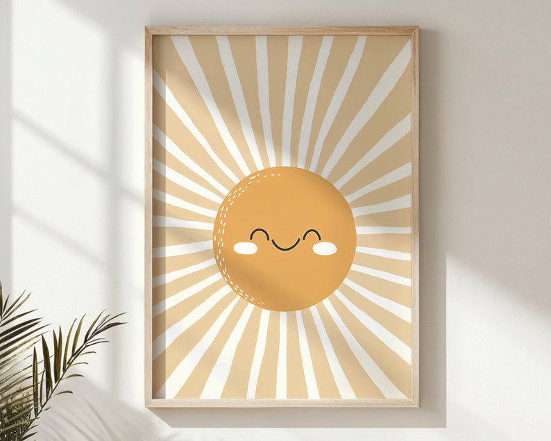 Smiling Sun Print, Nursery Wall Art, Kids Room Decor, Whimsical ...