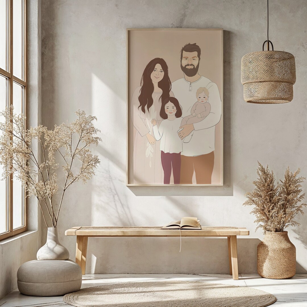 Family Portrait Print, Customizable Nursery Wall Art Kids Room Decor ...