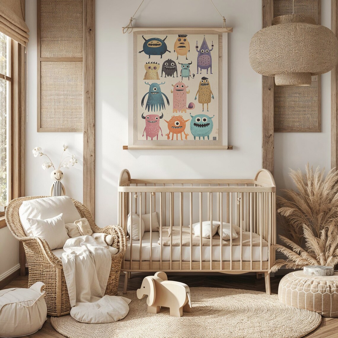 Monster Themed Nursery Wall Art Cute Creatures Kids Posters Set ...