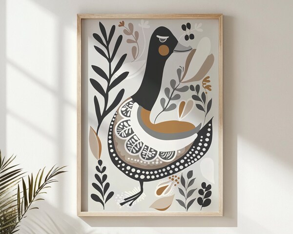 Silly Goose Wall Art, Cute Goose Poster, Beige Nursery Decor, Farm ...