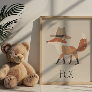 Woodland Fox Nursery Wall Art, Kids Room Decor, Animal Poster With Hat ...