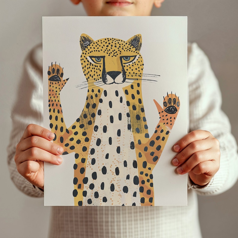 Cheetah Nursery Wall Art, Kids Safari Animal Poster, Printable Jungle ...