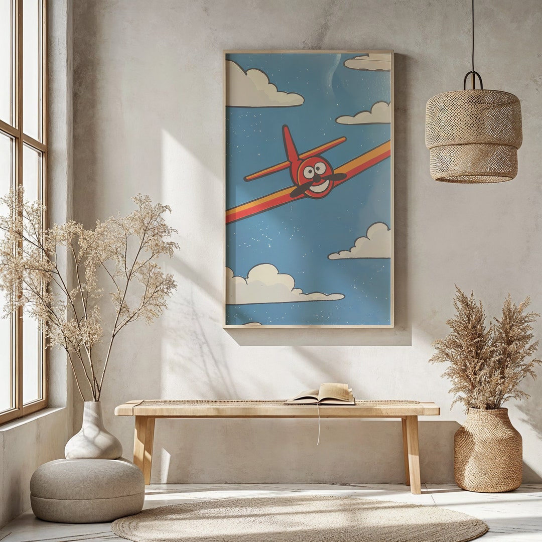 Airplane Nursery Wall Art, Kids Room Decor, Red Plane Poster, Printable ...