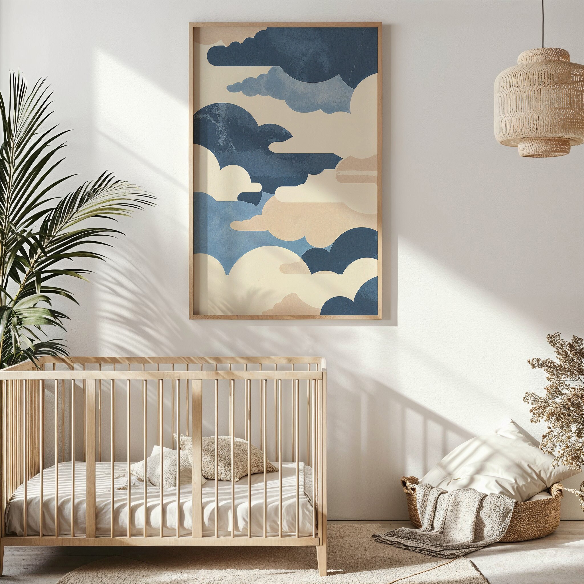 Whimsical Clouds Art Print ~ Nursery Wall Art ~ Kids Posters Decor ~ Calming Sky Printable ...