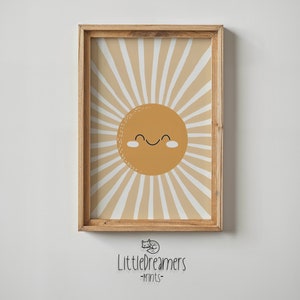 Smiling Sun Print, Nursery Wall Art, Kids Room Decor, Whimsical ...
