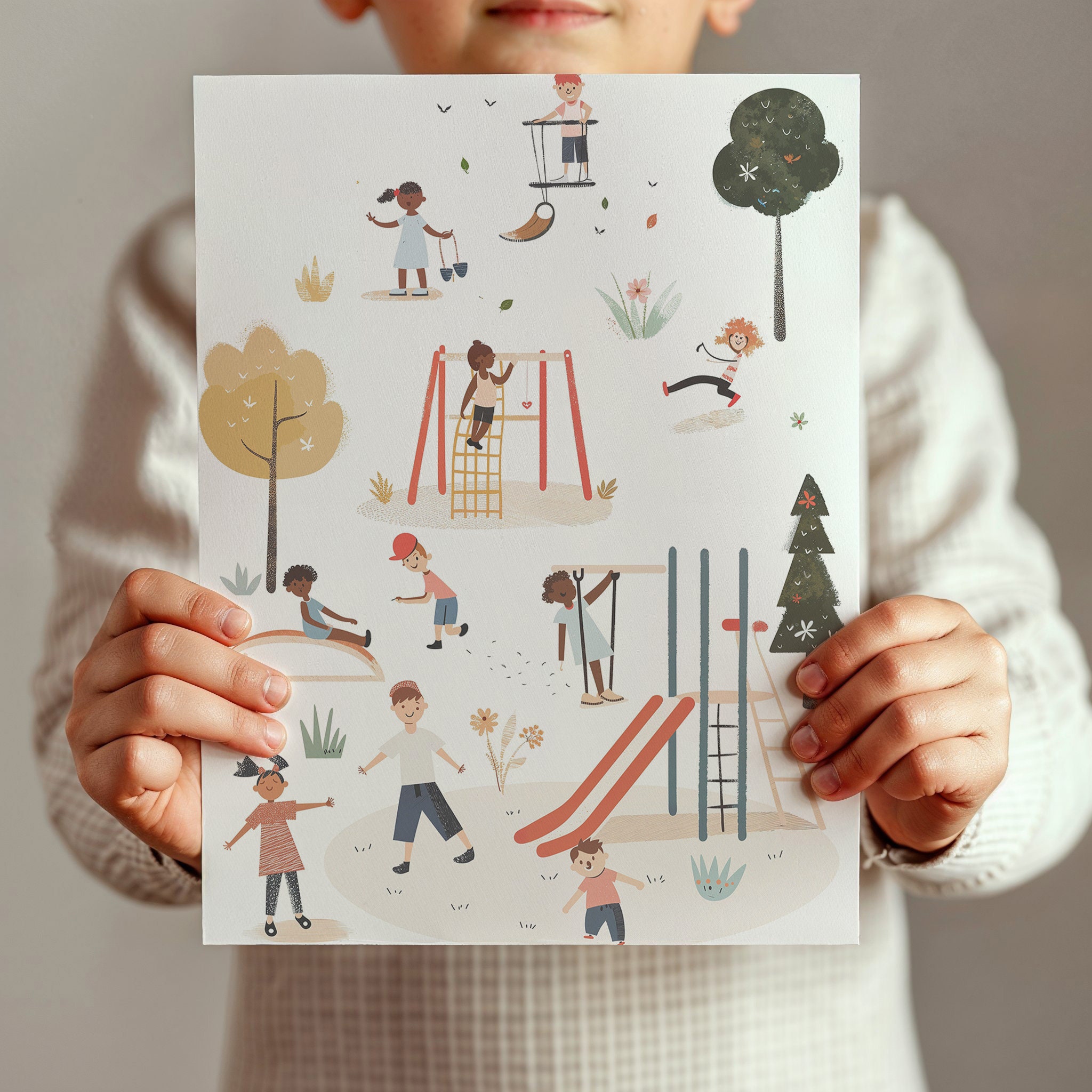 Playground Fun Printable, Nursery Wall Art, Children Playing Poster ...