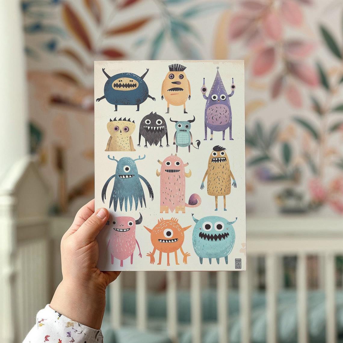 Monster Themed Nursery Wall Art Cute Creatures Kids Posters Set ...