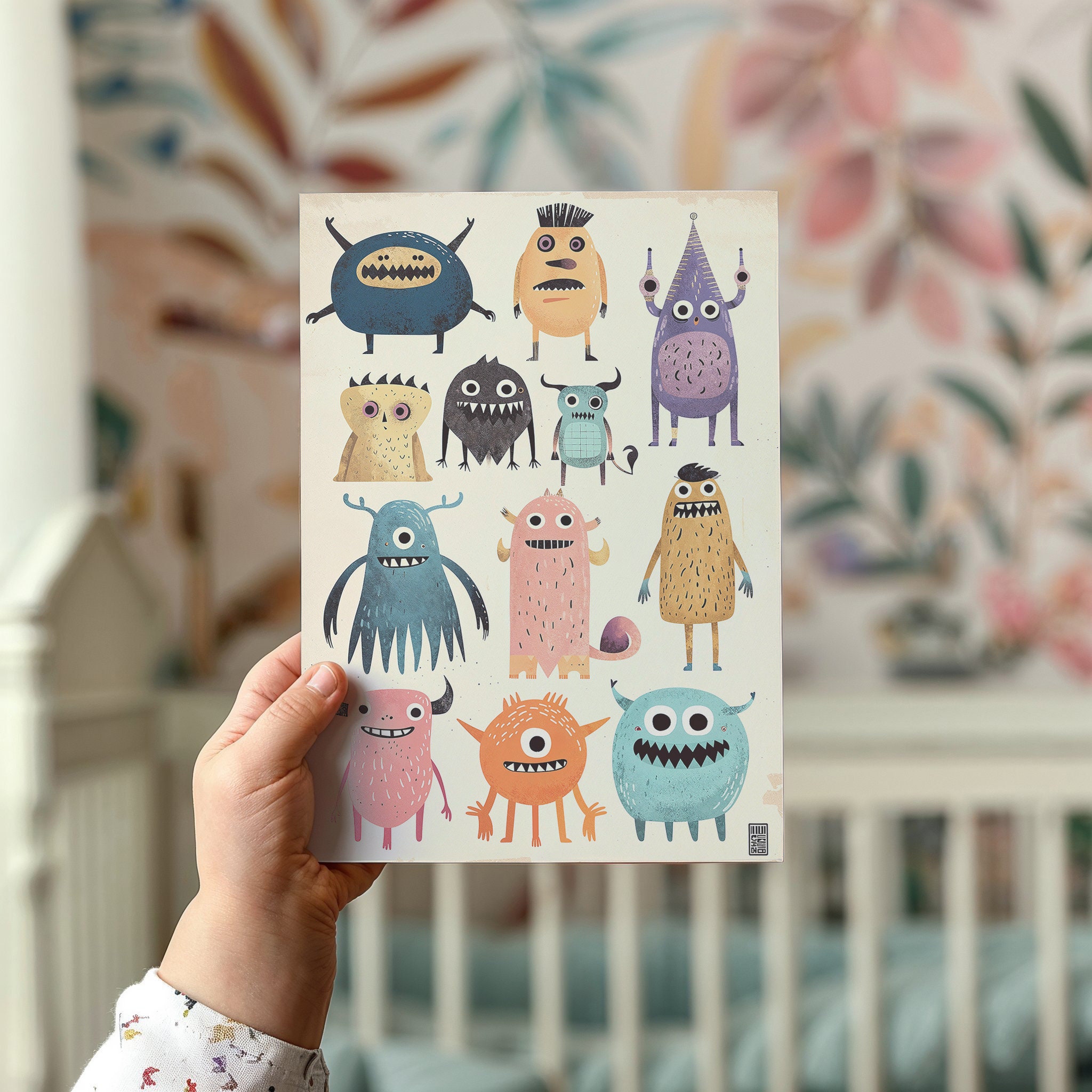 Monster Themed Nursery Wall Art Cute Creatures Kids Posters Set ...