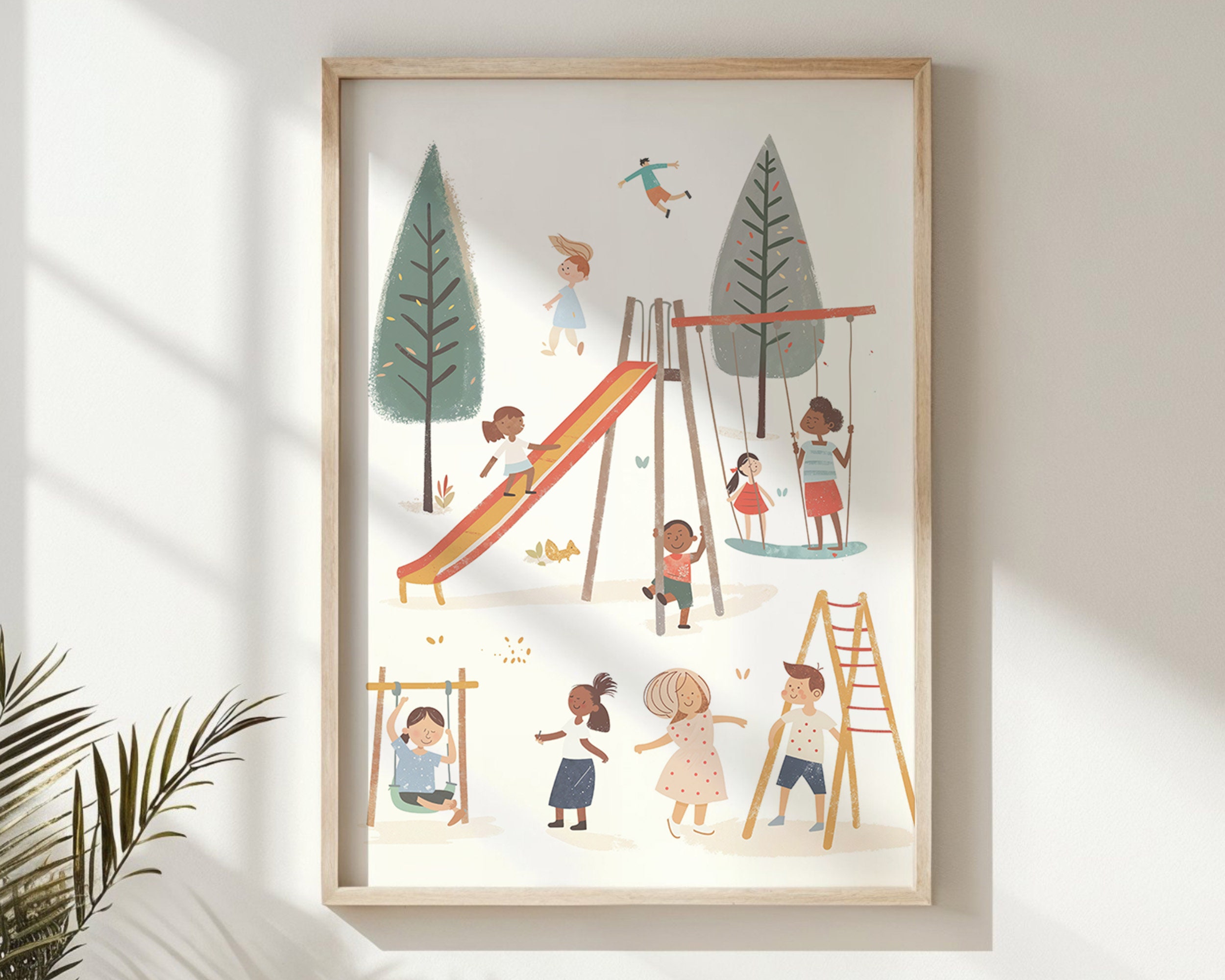 Playground Fun Printable, Children Playing Art Print, Nursery Wall Art ...