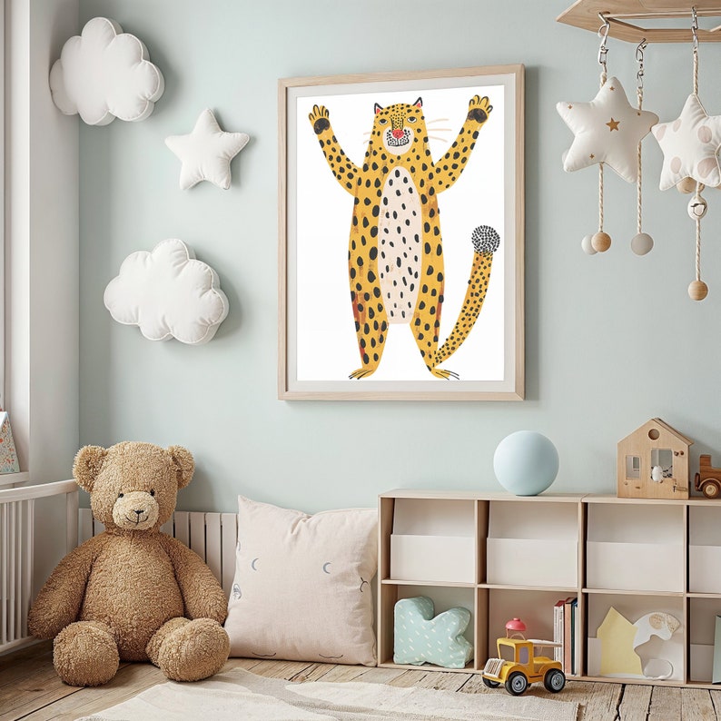 Jungle Cheetah Print, Safari Nursery Wall Art, Kids Room Decor, Animal ...