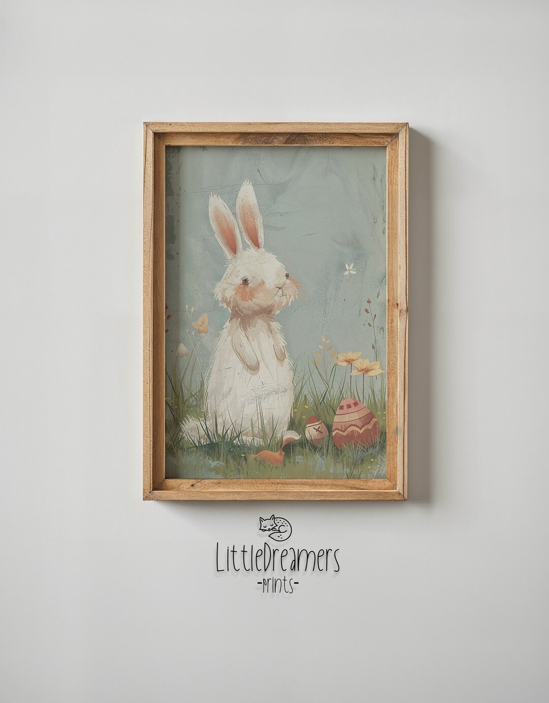 Easter Bunny Printable Art, Spring Nursery Wall Art, Kids Room Rabbit ...