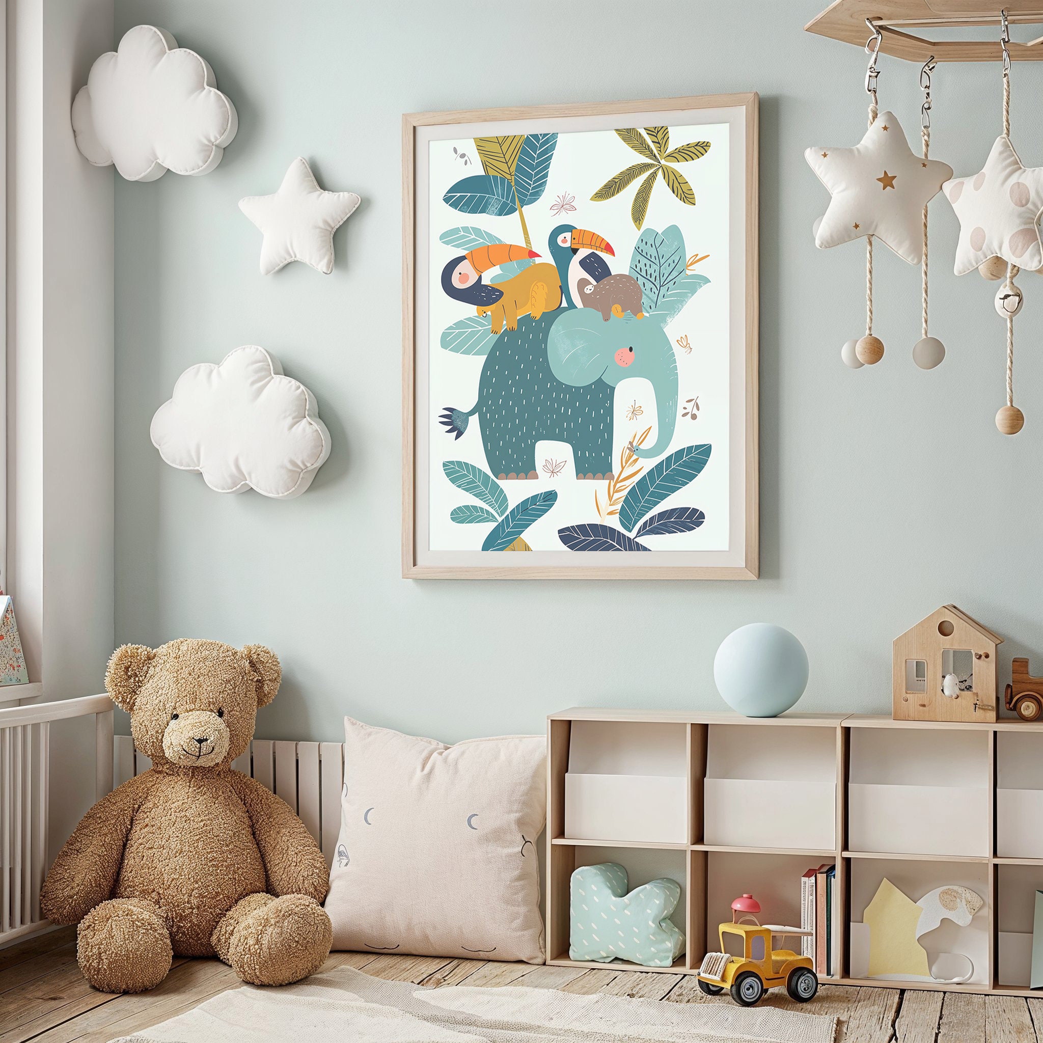 Jungle Animals Nursery Wall Art ~ Kids Room Decor Posters ~ Printable ...