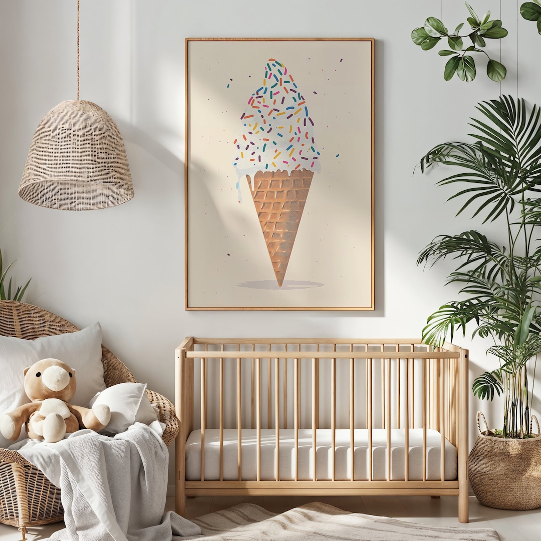 Ice Cream Cone Print ~ Nursery Wall Art ~ Kids Room Decor Poster ...