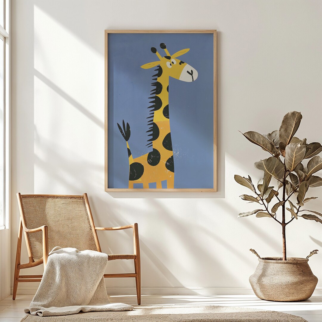 Giraffe Nursery Wall Art Print, Kids Room Decor Poster, Safari Animal ...