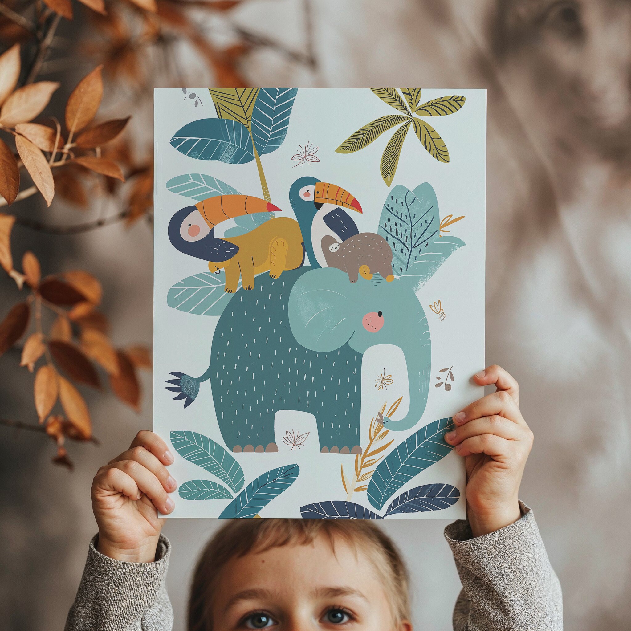 Jungle Animals Nursery Wall Art ~ Kids Room Decor Posters ~ Printable ...